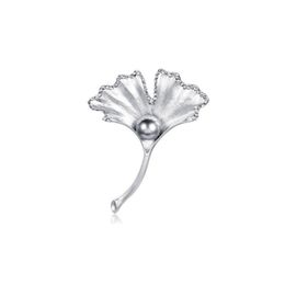 AUKUU Brosche Einfache Einfache Perlenblatt Brosche für Damen mattvergoldete