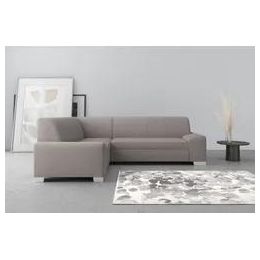 Ecksofa DOMO collection "Anzio L-Form" Sofas Gr. B/H/T: 259cm x 85cm x 191cm, Feinstruktur, langer Schenkel rechts, Mit Bettfunktion-Mit Federkern, braun (schlamm) Wahlweise mit Bettfunktion und Federkern