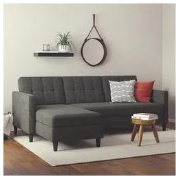 Ecksofa DOREL HOME "Hartford II" Sofas Gr. B/H/T: 213cm x 83cm x 154cm, Webstoff, Recamiere beidseitig montierbar, grau (anthrazit) mit Bettfunktion und Stauraum, Recamiere beidseitig montierbar