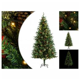 vidaXL Künstlicher Weihnachtsbaum Weihnachtsbaum mit LEDs Kiefernzapfen Grün 225 cm PVC PE