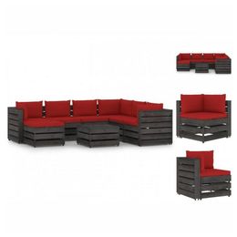 vidaXL Garten-Essgruppe 8-tlg Garten Lounge Set mit Kissen Grau Imprägniertes Holz Sitzgruppe