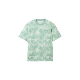 Tom Tailor Denim Herren T-Shirt mit Allover Print, grün, Allover Print, Gr. XXL