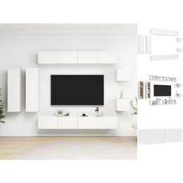 vidaXL Kleiderschrank 8-tlg TV-Schrank-Set Weiß Spanplatte TV-Konsole für Fernseher