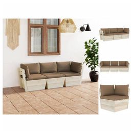 vidaXL Garten-Essgruppe Garten-Palettensofa 3-Sitzer mit Kissen Fichtenholz Sitzgruppe