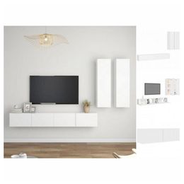 vidaXL Kleiderschrank 4-tlg TV-Schrank-Set Weiß Spanplatte