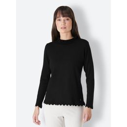 CREATION L PREMIUM Wit Damen Stehkragenpullover mit gebogten Kanten, schwarz, Gr&ouml;&szlig;e 38