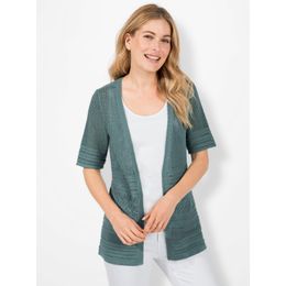 WITT Damen Strickjacke in Ajourstrick, jade, Gr&ouml;&szlig;e 36