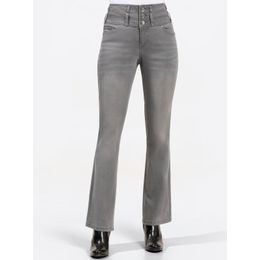Heine Damen 5-Pocket-Jeans, Grau, Gr. 40, Straight, Material: Baumwolle