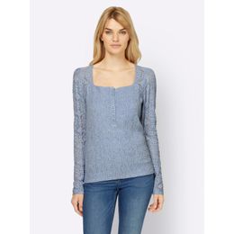 Heine Witt Damen Langarmshirt mit Knopfleiste, bleu, Gr&ouml;&szlig;e 36
