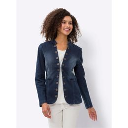 Heine Witt Damen Jeansblazer mit H&auml;kchenverschluss, darkblue-stone-washed, Gr&ouml;&szlig;e 40