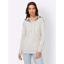 Heine Witt Damen Kapuzenpullover mit Schriftzug, ecru, Gr&ouml;&szlig;e 38