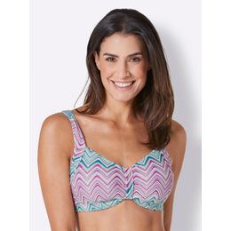feel good sheego Gro&szlig;e Gr&ouml;&szlig;en Bikini-Oberteil mit Raffung, topas-magenta-bedruckt, Gr&ouml;&szlig;e 38D - Damen