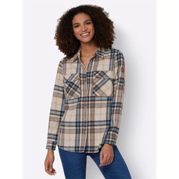 Heine Damen Flanellbluse, Blau, Gr. 36, Blusen langarm, 100% Baumwolle