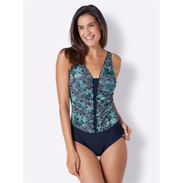 feel good Damen Badeanzug mit Raffungen, marine-smaragd-bedruckt, Gr&ouml;&szlig;e 40B