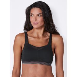 w&auml;schepur w&auml;schepur Damen Sport-BH ohne B&uuml;gel mit Mesh-Einsatz, schwarz, Gr&ouml;&szlig;e 95C