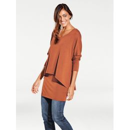 Heine Damen Rundhalsshirt, Orange, Gr. 34, 3/4 Arm Shirts, Material: Viskose