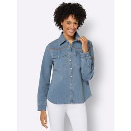 WITT Damen Hemdbluse mit Ziern&auml;hten, blue-bleached, Gr&ouml;&szlig;e 36