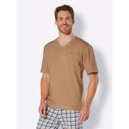 wäschepur men Herren Schlafanzug-Shirt, camel, Größe 44/46