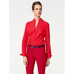 Heine Damen Hemdbluse, Rot, Gr. 48, Blusen langarm, trageangenehmes Material: Baumwolle, Elasthan