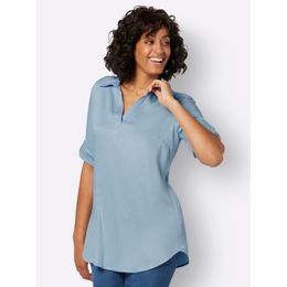 WITT Damen Longbluse im Tunika-Stil, aus Viskose, hellblau, Gr&ouml;&szlig;e 38