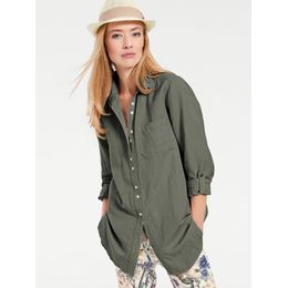 Heine Witt Damen Hemdbluse im Baumwoll-Leinen-Mix, khaki, Gr&ouml;&szlig;e 34