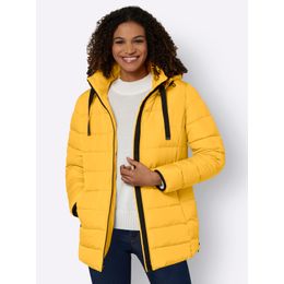 WITT Damen Steppjacke mit elastischer Kontrast-Paspelierung, ocker, Gr&ouml;&szlig;e 42