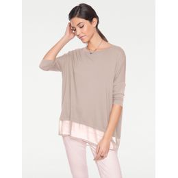 Heine Witt Damen Oversize-Shirt mit Chiffon-Saum, puder, Gr&ouml;&szlig;e 36/38
