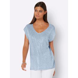 Heine Damen V-Ausschnitt-Pullover, Blau, Gr. 40, V-Ausschnitt Pullover, Material: Viskose