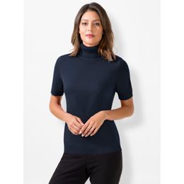 WITT Damen Kurzarmpullover mit Rollkragen, marine, Gr&ouml;&szlig;e 38
