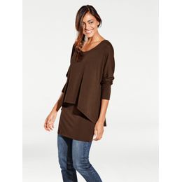 Heine Witt Damen Rundhalsshirt mit Fledermaus-&Auml;rmeln, schoko, Gr&ouml;&szlig;e 44