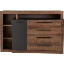 Kombikommode FORTE "Bellevue" Sideboards Gr. B/H/T: 161cm x 107cm x 43cm, 4 St., braun (schlammeichefarben/schwarzeichefarben)