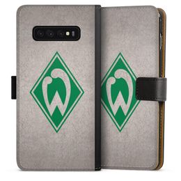 DeinDesign Galaxy S10 Plus Handy Klapph&uuml;lle Handyh&uuml;lle aus Kunst Leder schwarz Flip Case Concrete Official Licensed Product Sv Werder Bremen Sideflip mit Lasche