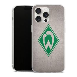 DeinDesign iPhone 15 Pro Max Handy Silikon H&uuml;lle Case transparent Handyh&uuml;lle Concrete Official Licensed Product Sv Werder Bremen Silikon Case