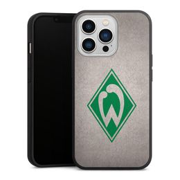 DeinDesign iPhone 13 Pro Handy Premium Silikon H&uuml;lle Handyh&uuml;lle schwarz Case Concrete Official Licensed Product Sv Werder Bremen Silikon Premium Case