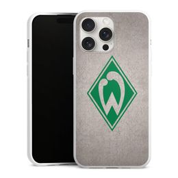 DeinDesign iPhone 15 Pro Max Handy Silikon H&uuml;lle Case wei&szlig; Handyh&uuml;lle Concrete Official Licensed Product Sv Werder Bremen Silikon Case