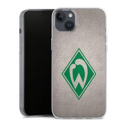 DeinDesign iPhone 14 Plus Handy Silikon H&uuml;lle Case transparent Handyh&uuml;lle Concrete Official Licensed Product Sv Werder Bremen Silikon Case