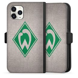 DeinDesign iPhone 11 Pro Handy Klapph&uuml;lle Handyh&uuml;lle aus Kunst Leder schwarz Flip Case Concrete Official Licensed Product Sv Werder Bremen Sideflip mit Lasche