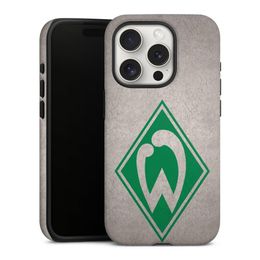 DeinDesign iPhone 15 Pro Handy Panzer Handyh&uuml;lle robuste Outdoor H&uuml;lle Schutzh&uuml;lle matt Concrete Official Licensed Product Sv Werder Bremen Tough Case
