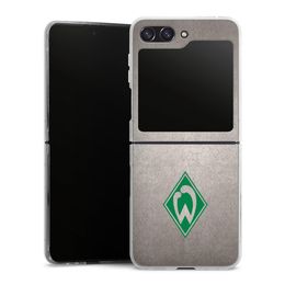 DeinDesign Galaxy Z Flip 5 Handy Hard Case Schutzh&uuml;lle transparent Smartphone Handy H&uuml;lle Official Licensed Product Sv Werder Bremen Concrete Hard Case