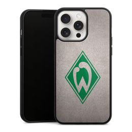 DeinDesign iPhone 15 Pro Max Handy Gallery Case Handyh&uuml;lle 9H Geh&auml;rtetes Glas R&uuml;ckseite H&uuml;lle Concrete Official Licensed Product Sv Werder Bremen Gallery Case