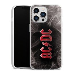 DeinDesign iPhone 13 Pro Handy Silikon H&uuml;lle Case wei&szlig; Handyh&uuml;lle Merchandise Acdc Logo Silikon Case