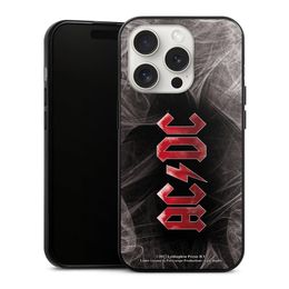 DeinDesign iPhone 15 Pro Handy Slim Case extra d&uuml;nn Silikon Handyh&uuml;lle schwarz H&uuml;lle Merchandise Acdc Logo Silikon Slim Case