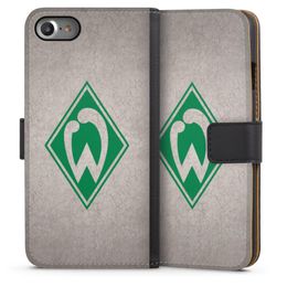 DeinDesign iPhone SE (2022) Handy Klapph&uuml;lle Handyh&uuml;lle aus Kunst Leder schwarz Flip Case Official Licensed Product Sv Werder Bremen Concrete Sideflip mit Lasche