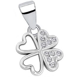 Goldene Hufeisen Kettenanhänger Kleeblatt Zirkonia Anhänger für Halskette 925 Silber Kettenanhänger (1 Stück, inkl. Etui), silberfarben