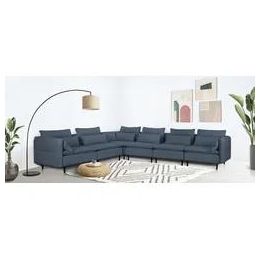 Ecksofa Andas "ALVIK L-Form" Sofas Gr. B/H/T: 344cm x 88cm x 262cm, Struktur weich, langer Schenkel rechts, langer Schenkel rechts, blau zusammengesetzt aus Modulen, erweiterbar mit Modulen der Serie