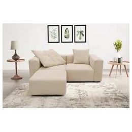 Ecksofa RAUM.ID "Gerrid L-Form" Sofas Gr. B/H/T: 216cm x 69cm x 193cm, Cord, beige (creme) Cord, Modulsofa, bestehend aus 2 Eckelementen + 1 Hocker