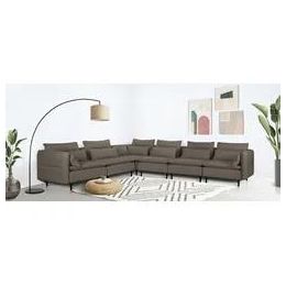 Ecksofa Andas "ALVIK L-Form" Sofas Gr. B/H/T: 344cm x 88cm x 262cm, Struktur weich, langer Schenkel rechts, langer Schenkel rechts, grau (taupe) zusammengesetzt aus Modulen, erweiterbar mit Modulen der Serie