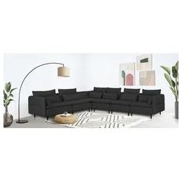 Ecksofa Andas "ALVIK L-Form" Sofas Gr. B/H/T: 344cm x 88cm x 262cm, Struktur fein, langer Schenkel rechts, langer Schenkel rechts, grau (anthrazit) zusammengesetzt aus Modulen, erweiterbar mit Modulen der Serie