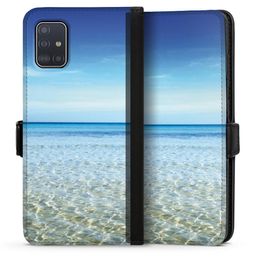 DeinDesign Galaxy A51 Handy Klapph&uuml;lle Handyh&uuml;lle aus Kunst Leder schwarz Flip Case Urlaub Sky Ocean Sideflip mit Lasche