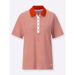 WITT Damen Poloshirt in Pikee-Qualit&auml;t, erdbeere-wei&szlig;-geringelt, Gr&ouml;&szlig;e 40